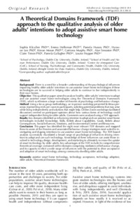 A Theoretical Domains Framework (TDF) approach to the qualitative analysis of older adults ...